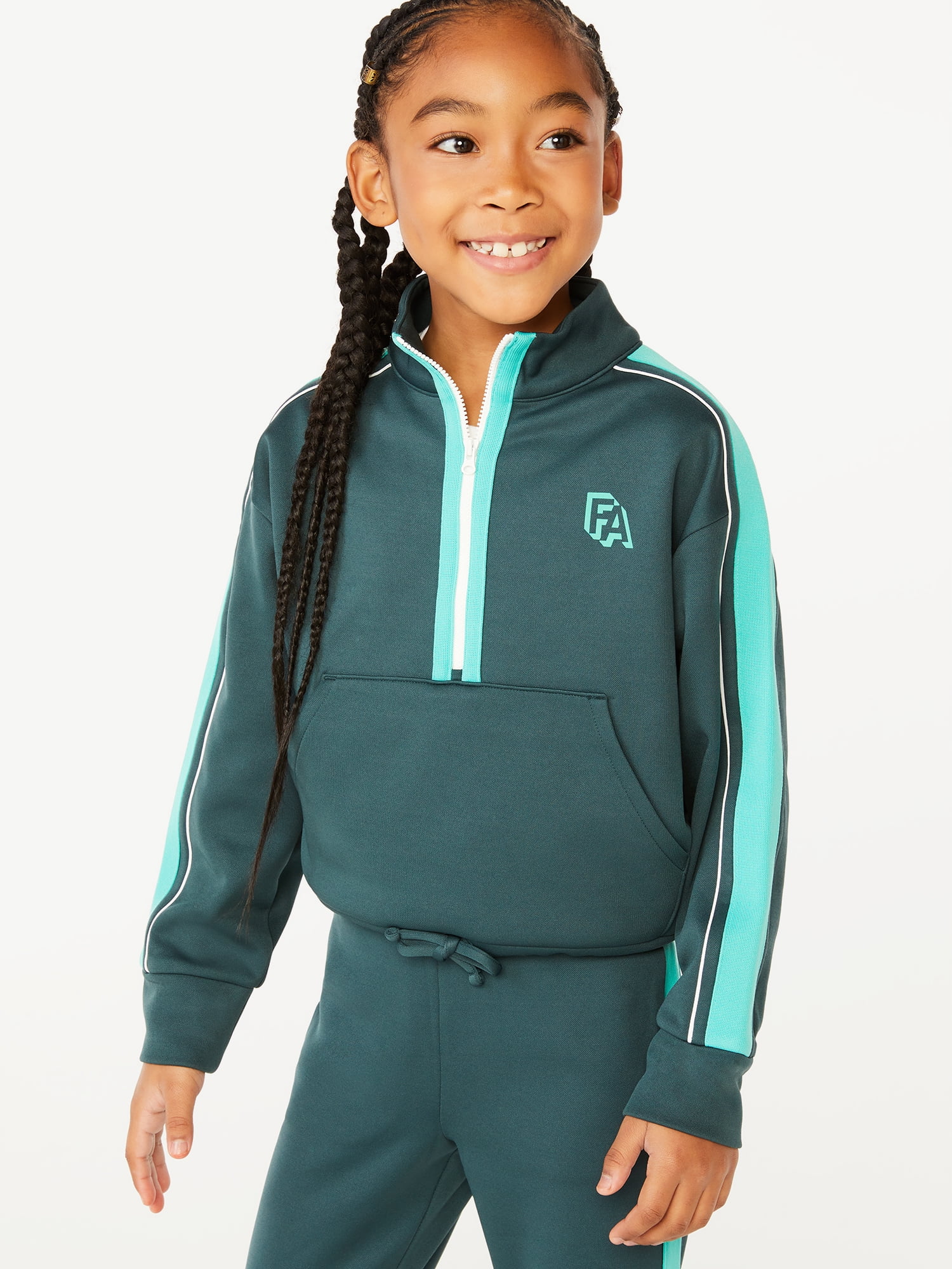 Free Assembly Girls’ Half-Zip Track Jacket, Sizes 4-18 - Walmart.com