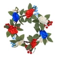 13.8 Inch Green Patriotic Rose Wreath, Red White Blue Artificial Flower ...