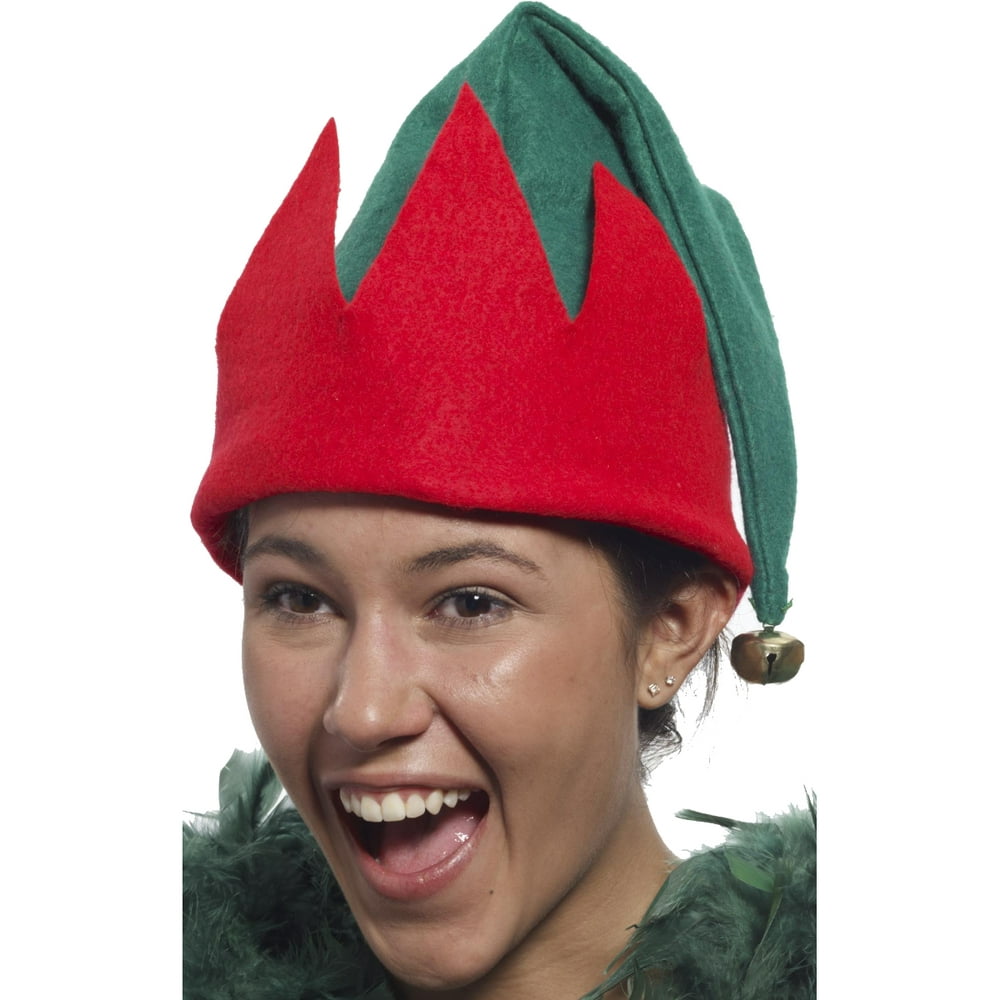 Forum Holiday Christmas Elf Felt Costume Hat w Bell, Green Red, One ...