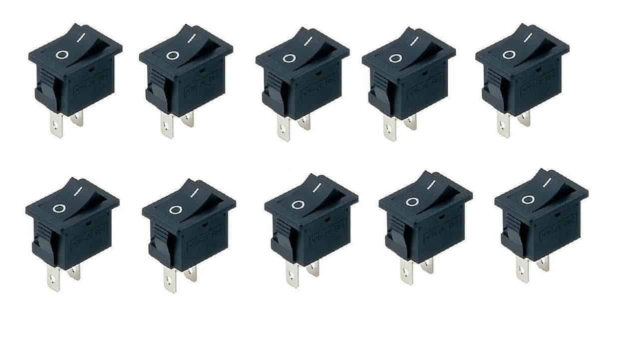 Mini Rocker Switch 2 PIN ON-OFF SPST 125VAC/6A 250VAC/3A Black KCD117S ...
