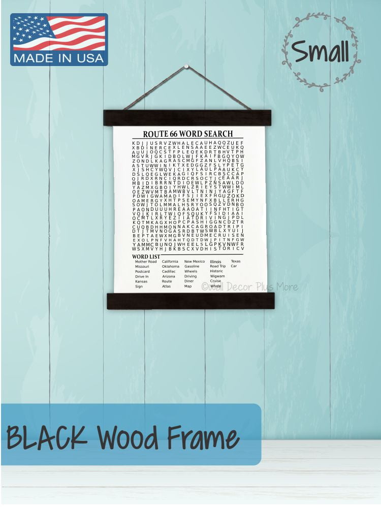 Black Wood, Canvas Sign, Route 66 Word Search Puzzle Fun Décor Print ...