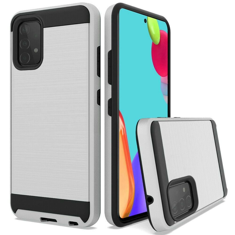 Kaleidio Case For Samsung Galaxy A52 5G [Brushed Metal Texture] Hybrid 2-Piece Armor [Shockproof ...