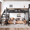 Full Size Loft Bed with Storage Stairs & Bookshelf, Metal Loft Bed ...