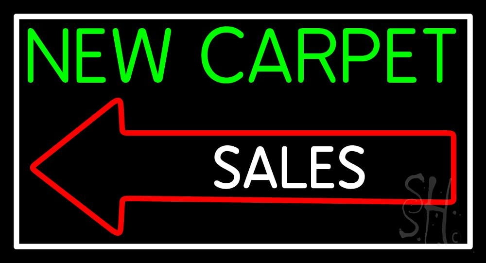 New Carpet Sale 1 LED Neon Sign 13" Tall x 24" Wide - inches Black ...