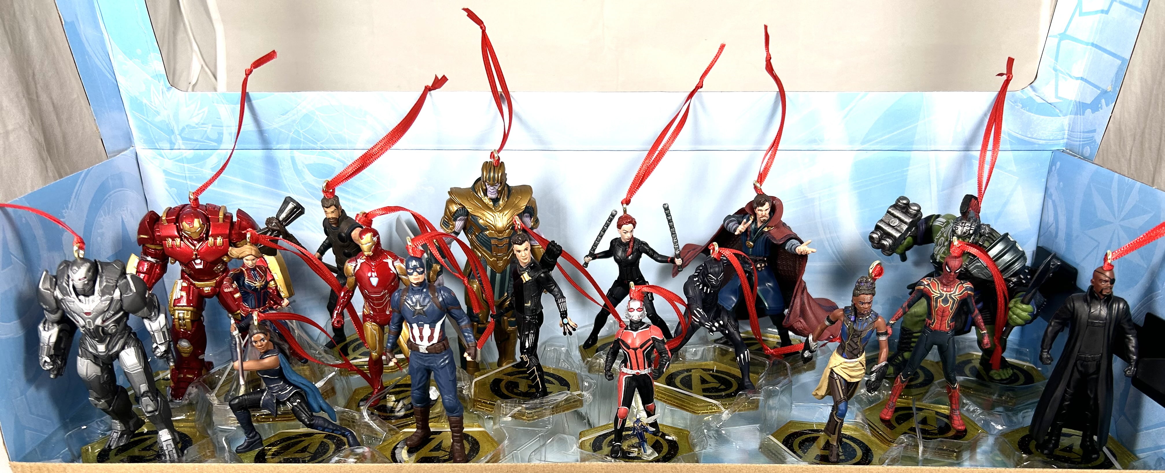Disney Marvel Avengers Mega 16pc Christmas Ornaments Custom Box Holiday ...