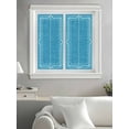 Blue Farmhouse Window Privacy Film Linen Texture Geometric Lines Floral ...