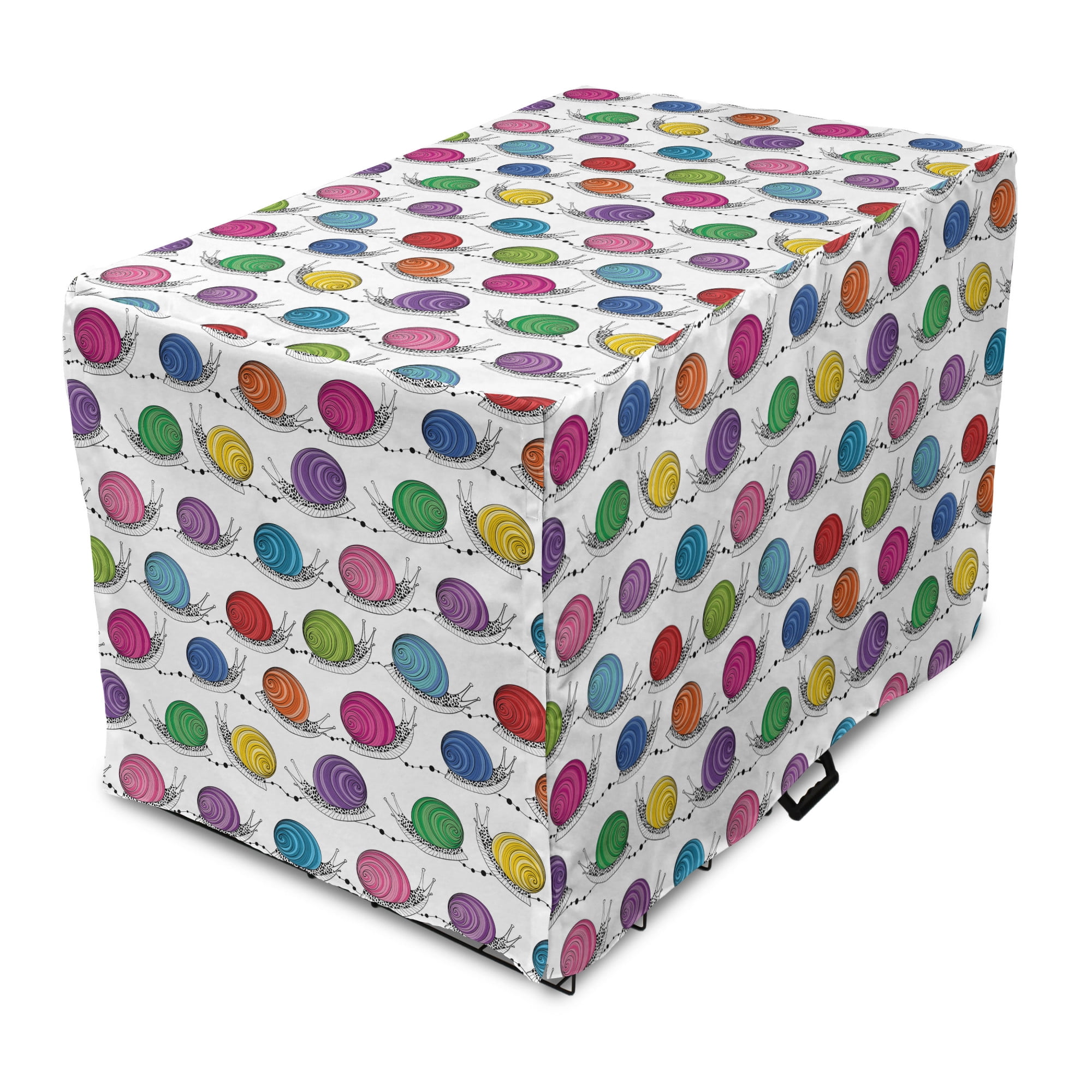 Colorful Dog Crate Cover, Outline Snails with Cheerful Funny Vibrant ...