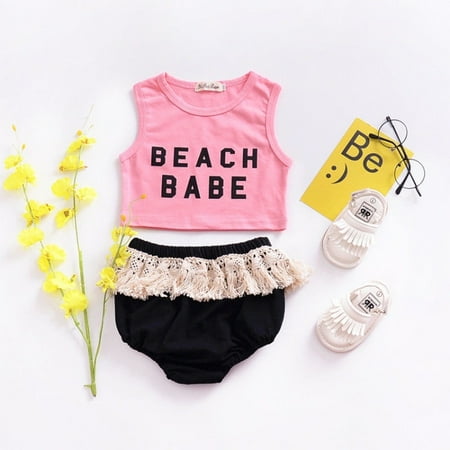 Newborn Kids Beach Clothing Set Baby Girl Crop Top Tassels Shorts ...