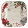 222 Fifth Holiday Wishes 12-Piece Porcelain Dinnerware Set, Red/Green ...