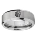 Basketball 8MM Beveled Edge Gray Tungsten Men Ring - Walmart.com