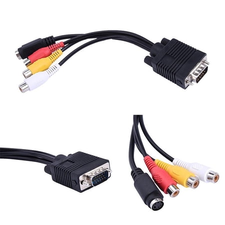 VGA SVGA TO S-Video 3 RCA Composite AV TV Out Converter Adapter Cable ...