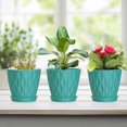 6 Pack 4 Inch Small Plant Pots with Saucers, Waffle Texture Plastic ...