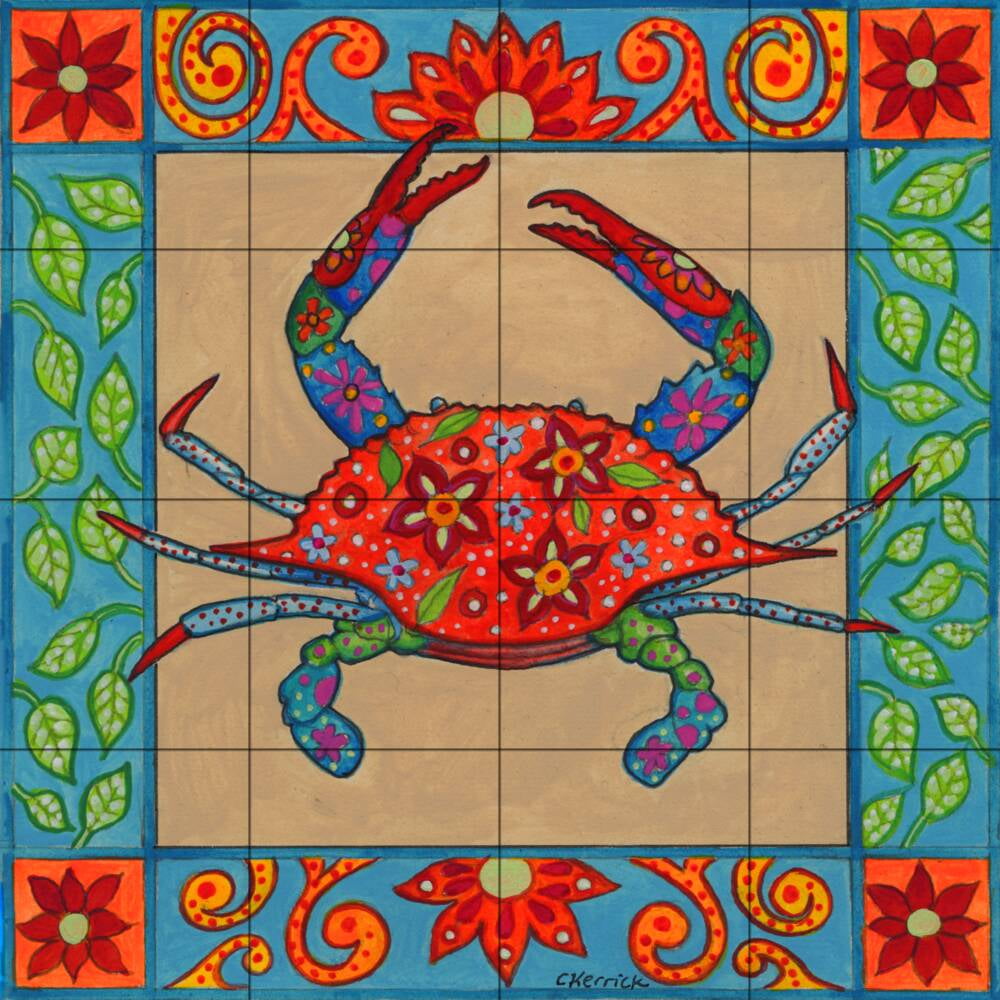Tile Mural Bathroom Backsplash - Mosaic Crab - by Christine Kerrick ...