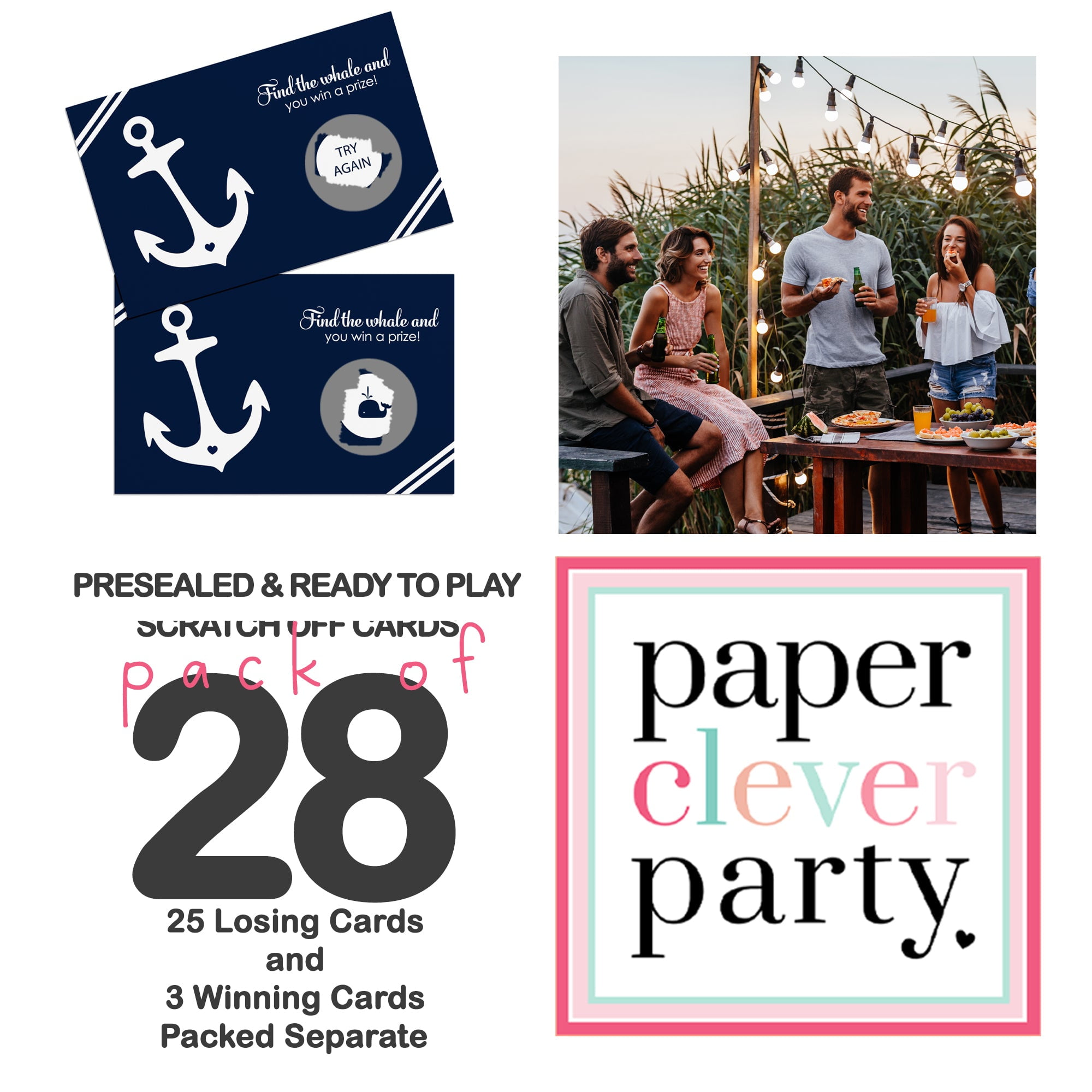 Nautical Scratch Off Cards 28 Pack Bridal Shower Games Boys Baby Shower ...