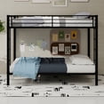 QZYeYun Full Size Bunk Bed, Square Tube Iron Frame Ladder Guardrail ...