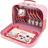 Kiddie Play, Tea Set for Little Girls, 15 pcs Floral Tin with Case ...