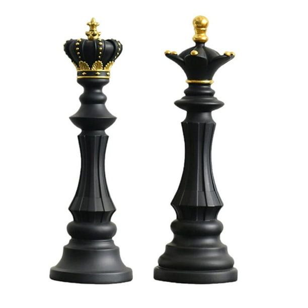 2Pieces Resin Chess Pieces Sculpture Ornament Statue Tabletop Artwork ...