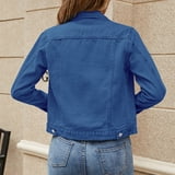 Beppter Women's Basic Solid Color Denim Jacket, Button Down, Cotton ...