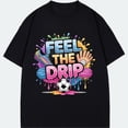 Crewneck T Shirt Black Feel The Drip Soccer Ball And Sneaker Graphic ...
