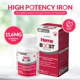 Hemeboost 11.6mg (232mg Heme Iron) I 180 Tablets I High Potency Natural ...