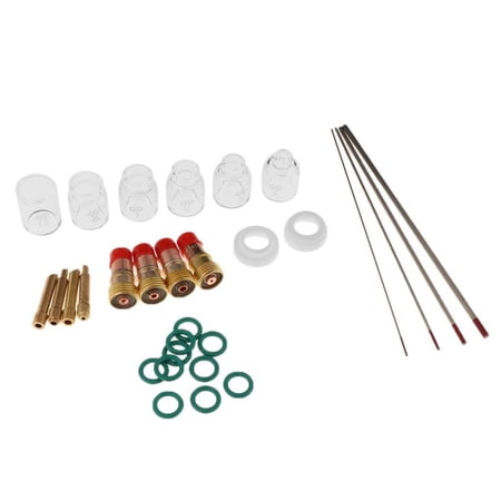 30pcs TIG Gas Lens Back Cap Collet Body Kit Alumina Nozzle Fit TIG ...