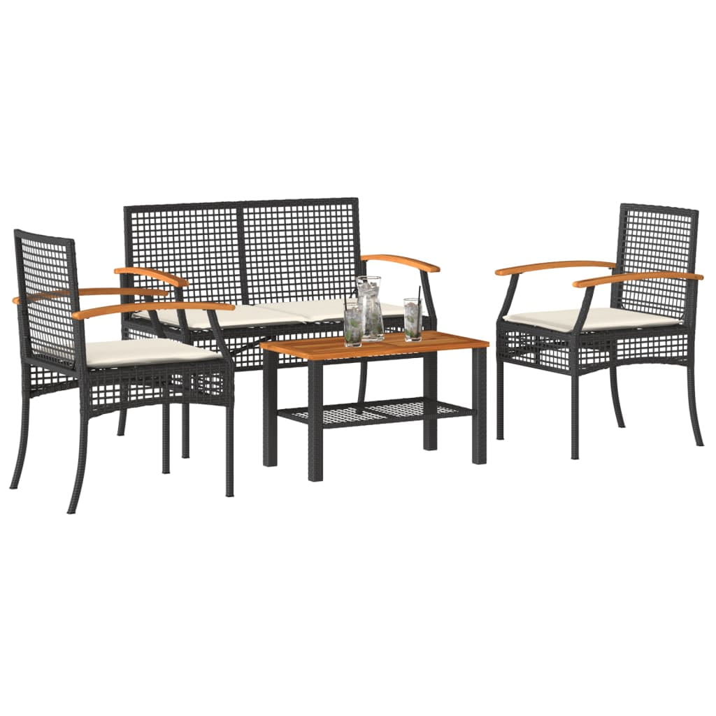 Click here for Vidaxl 4 Piece Garden Lounge Set With Cushions Bla... prices
