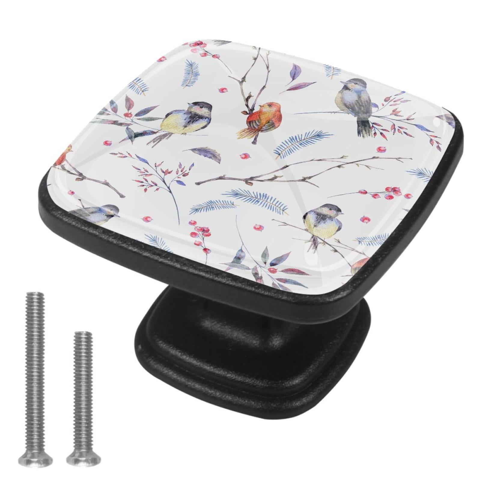 4 Pcs Cabinet Handle Drawer Pulls Painted Birds Knobs with Screws ...