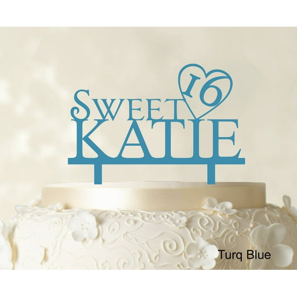 "Personalized Birthday Cake Topper Turquoise Blue Cake Topper Color ...
