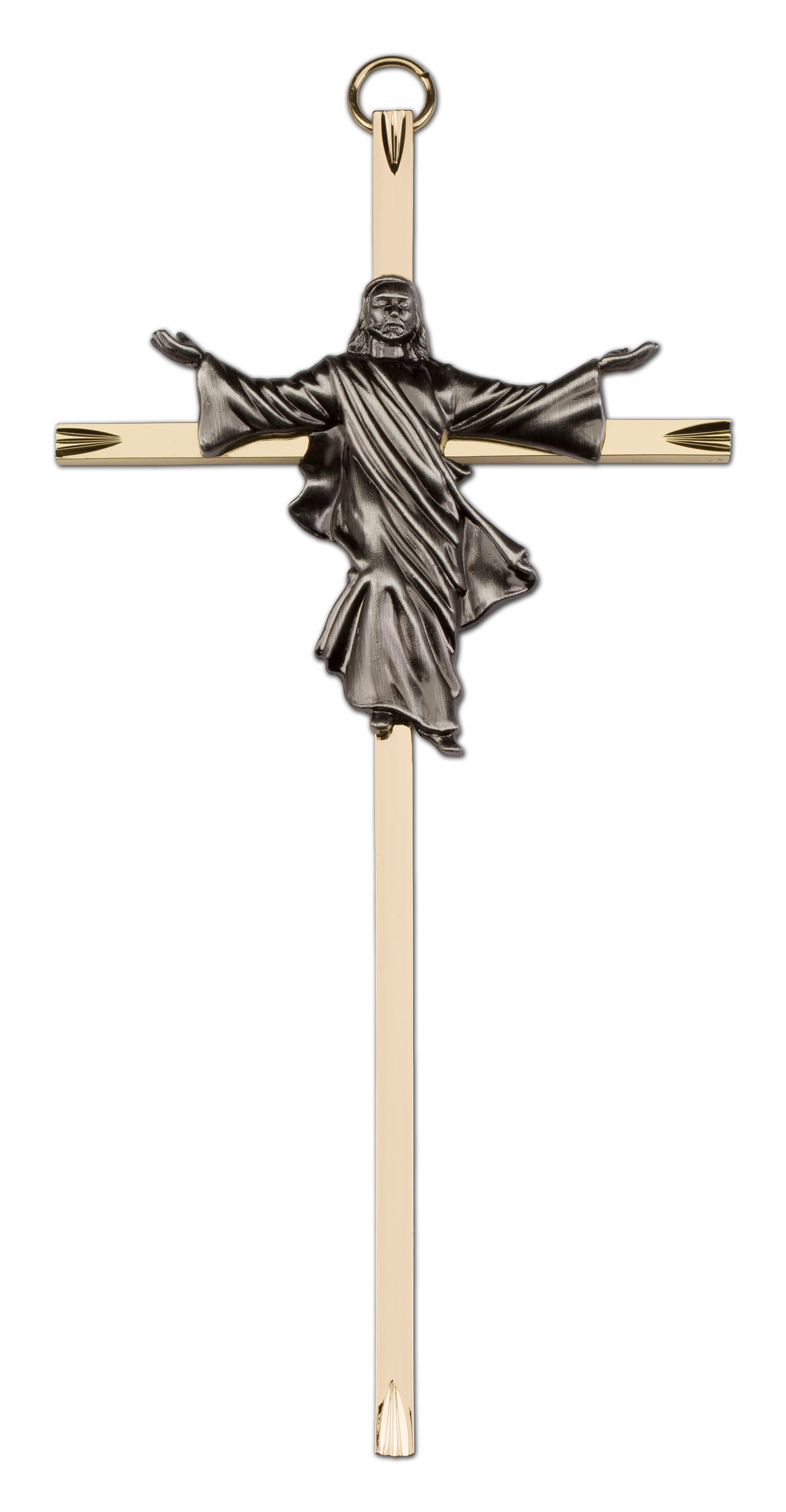 Medium Gold Plated Solid Brass Risen Wall Crucifix - Walmart.com