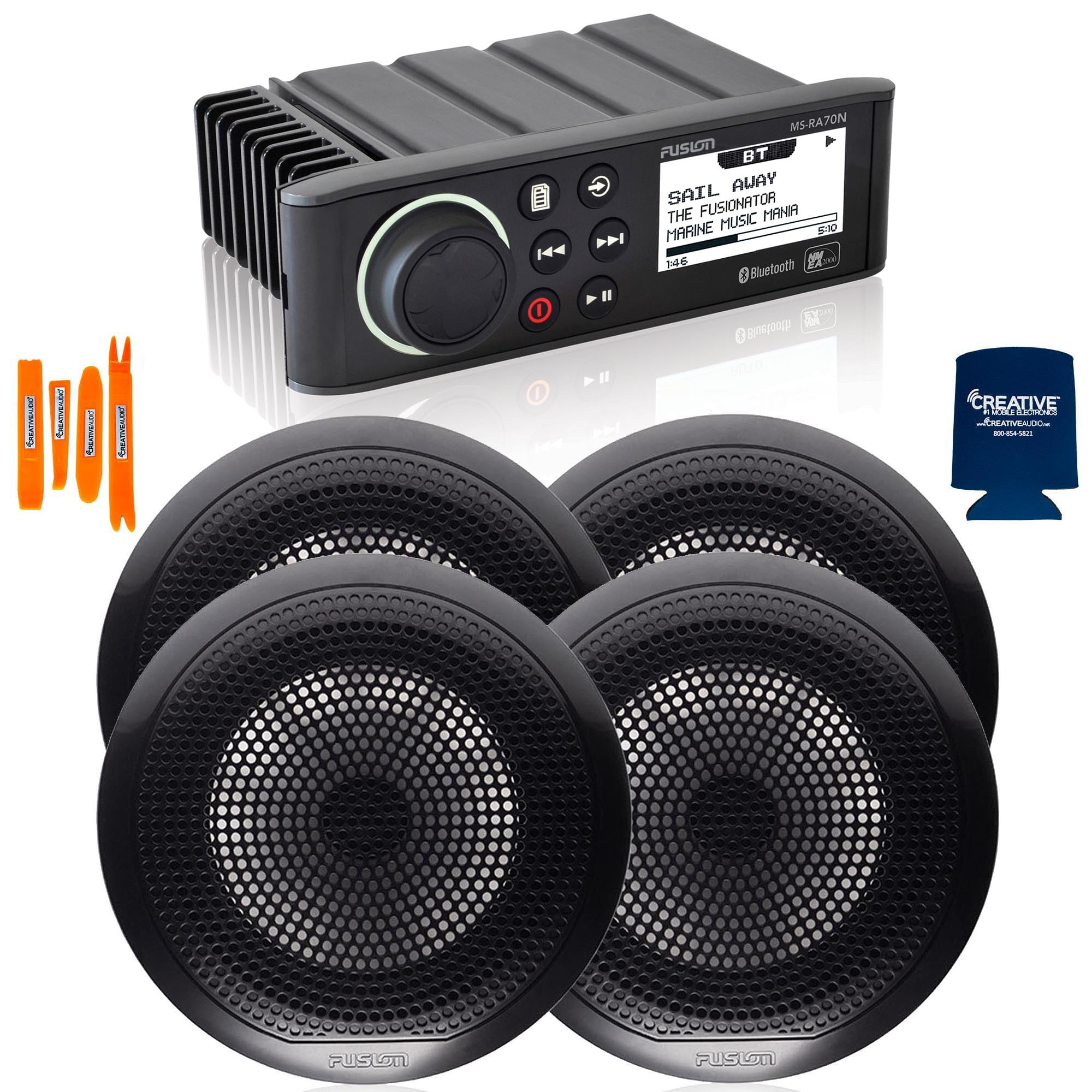 Fusion MS-RA70N Marine AM/FM/BT/NEMA2000 Stereo with 2 Pair Fusion EL ...
