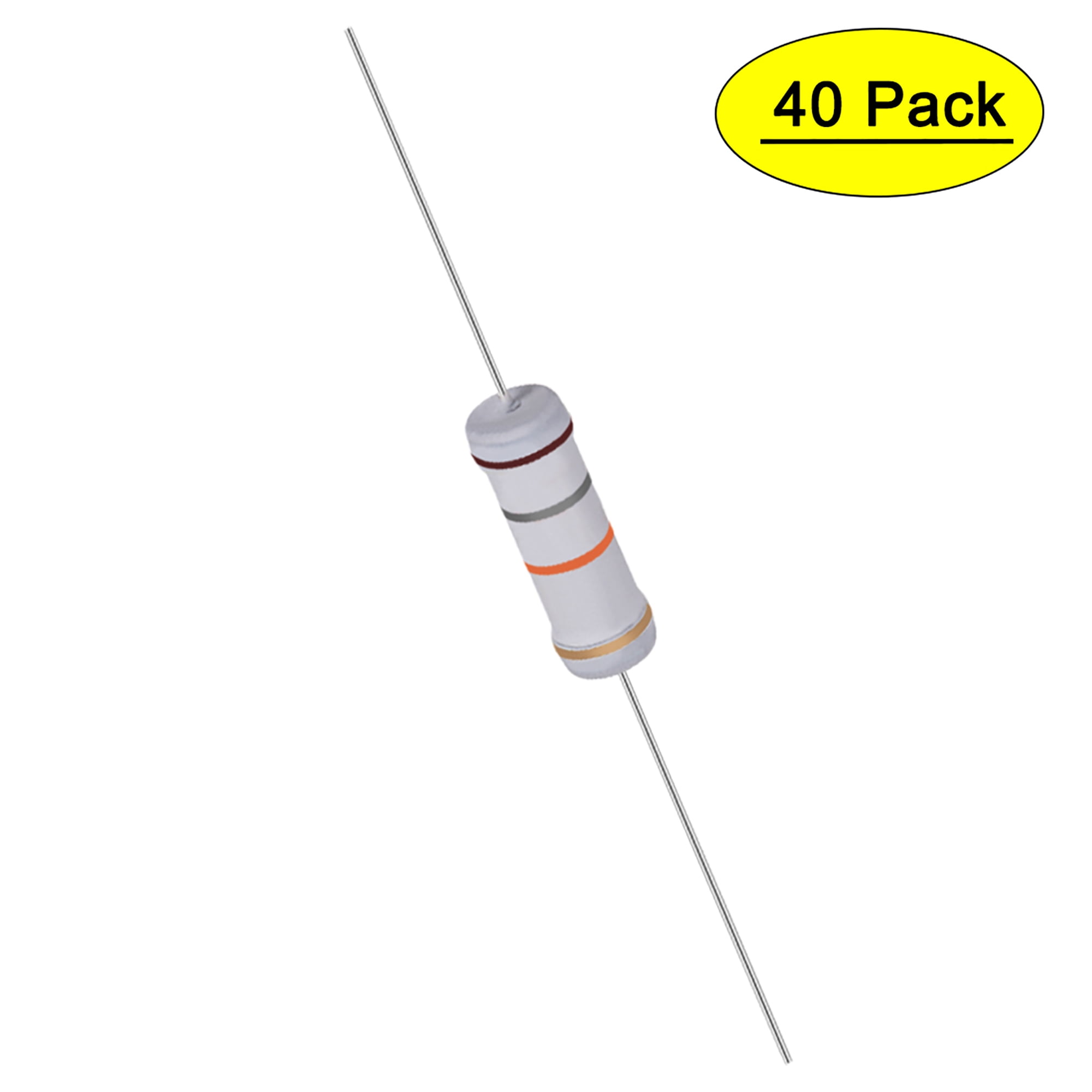 Uxcell 18K Ohm 3W ±5% Tolerance Axile Lead Metal Oxide Film Resistor 40 ...