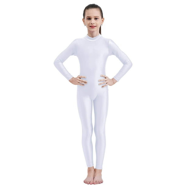 Mvefward Kids High Neck Zip Long Sleeve Spandex One Piece Unitard Full ...