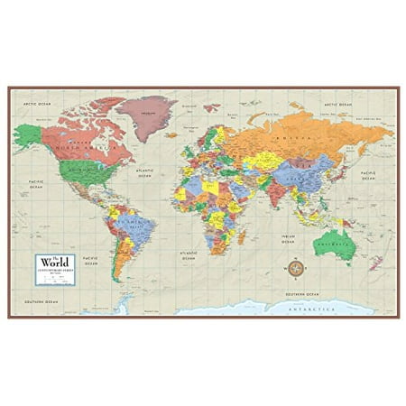 Swiftmaps World Contemporary Elite Wall Map Poster Mural 24h x 36w ...