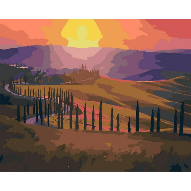 DIY Oil Painting Natural landscape Body of water Ecoregion Nature ...