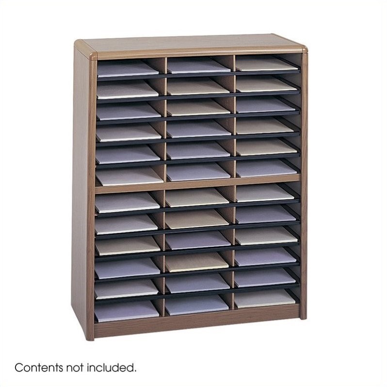 Safco 36 Compartment Value Sorter Metal File Organizer in Medium Oak ...
