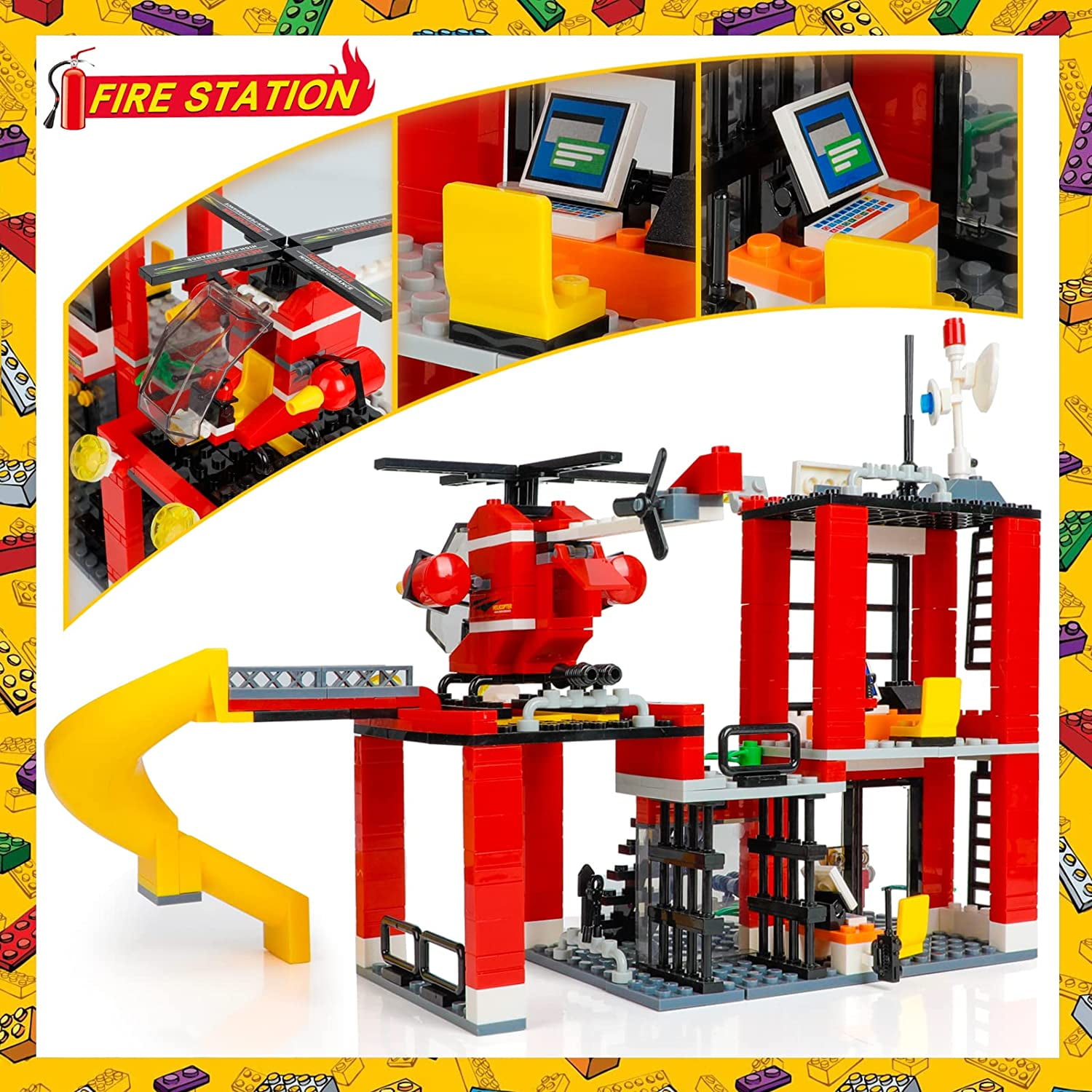 Buy City Fire Station Building Blocks Kit, STEM Firefighter Fire Rescue ...