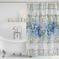 Blue Floral Shower Curtain, Summer Country Blue Hydrangea Floral Wood ...