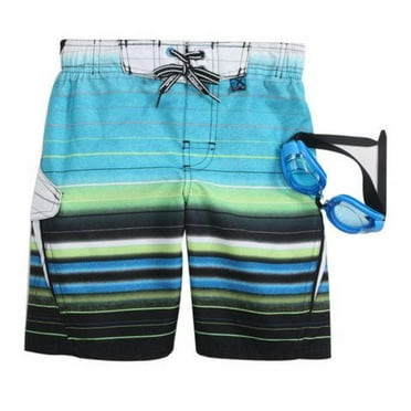 Boys Black & Red Striped Swim Trunks Board Shorts 4 - Walmart.com