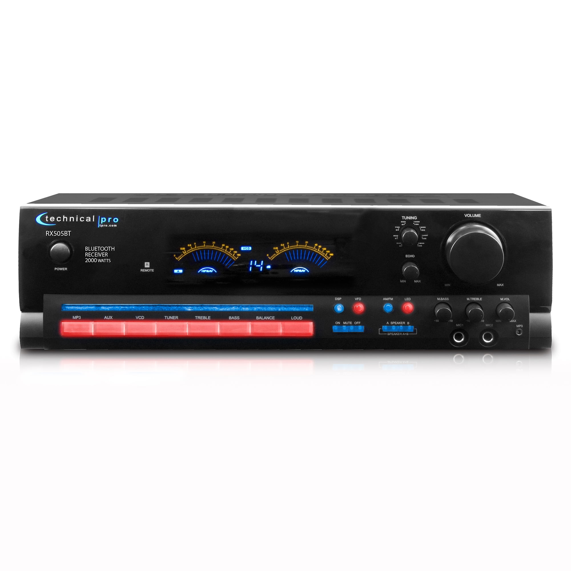 Technical Pro Bluetooth Receiver with Digital Spectrum w/ 1500 W Peak ...