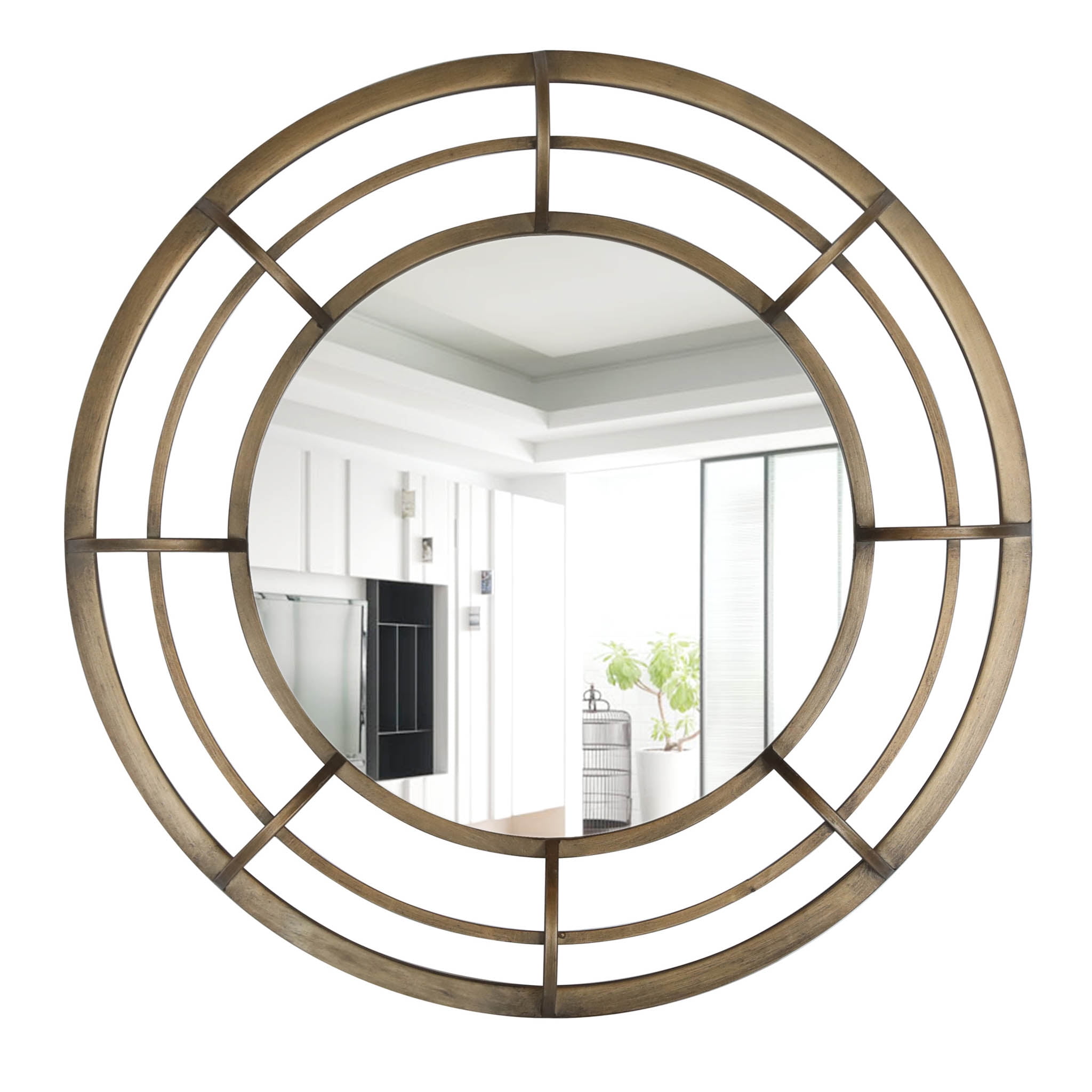 Parisloft Vintage Round Metal Wall Mirror for Bathroom Living Room Entryway, Antique Bronze, 28 ...