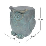 Agnes Decorative Owl Outdoor Patio Garden Stool in Lightweight Concrete ...