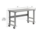 Mobile Adjustable Height C-Channel Leg Workbench, Steel, 48"W x 30"D ...