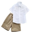 Ceisia Boys Girls Plain White Short Sleeve Uniform Shirt Elastic Waist ...