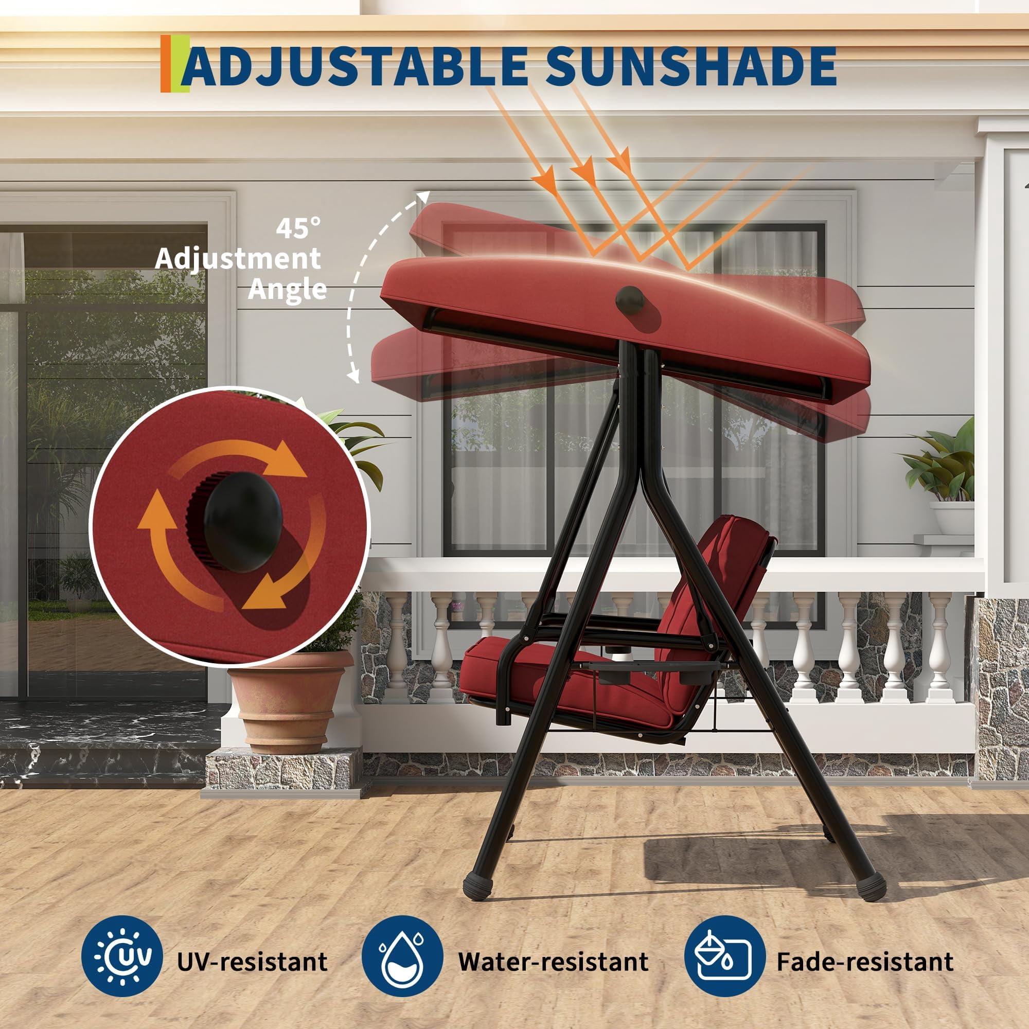 Click here for Tropow Patio Swing Chair 2-Seater With Canopy  Adj... prices