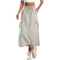 VBTAPA Womens Cargo Skirt High Waisted Drawstring Maxi Skirts Trendy ...