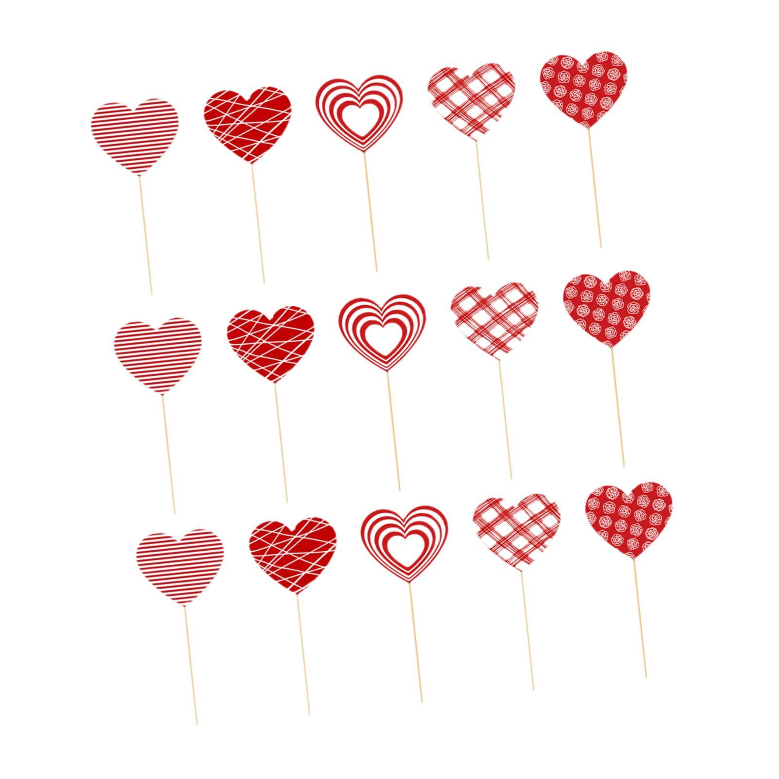 15 palitos de corazón de San Valentín, centros de mesa, corazón de ...