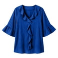 Blouses for Women Dressy Casual 3/4 Sleeve Ruffle Bell Top Ladies ...