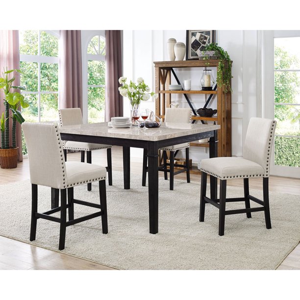 Cambridge Azul 5-Piece Dining Set with Fabric Chairs - Walmart.com