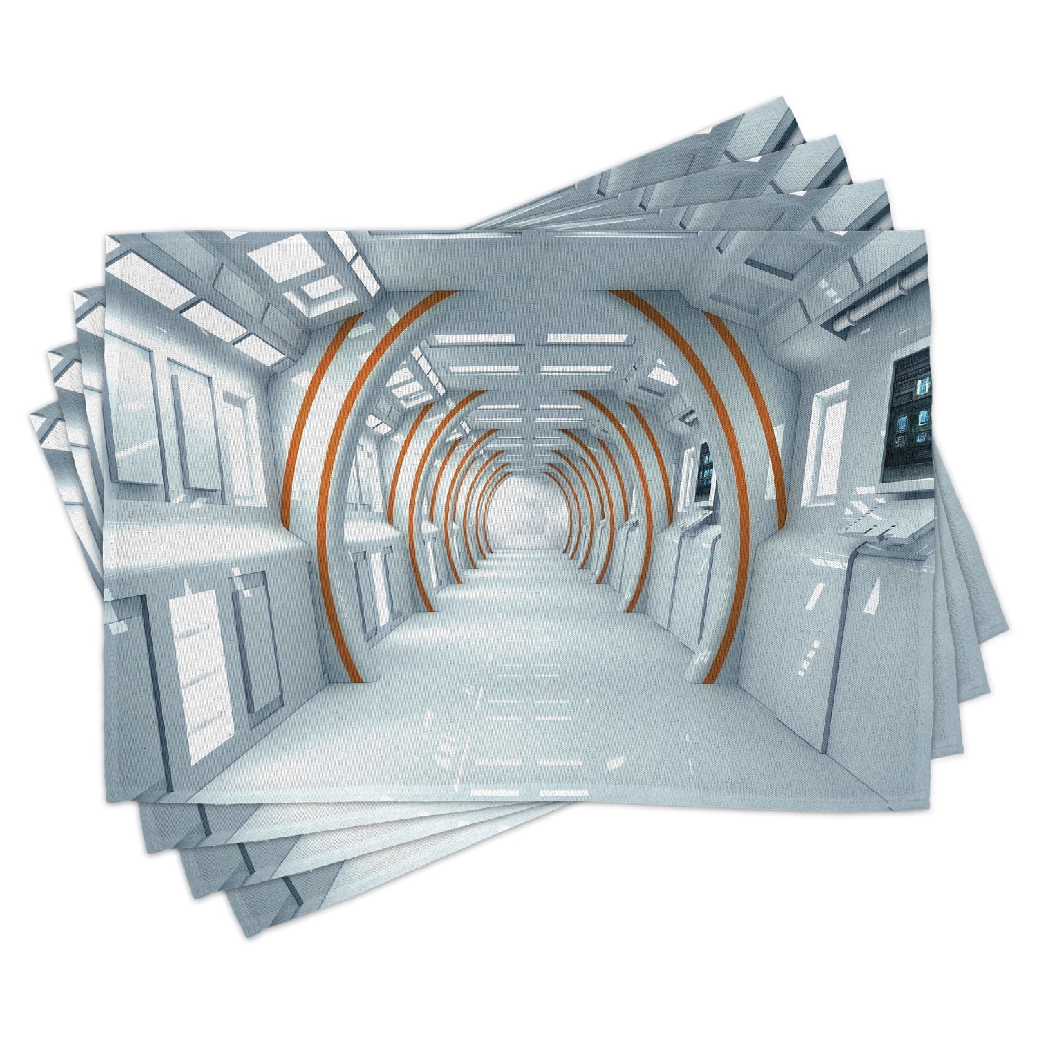 Ambesonne Outer Space Place Mats Set of 4, Spaceship Hallway, Standard ...