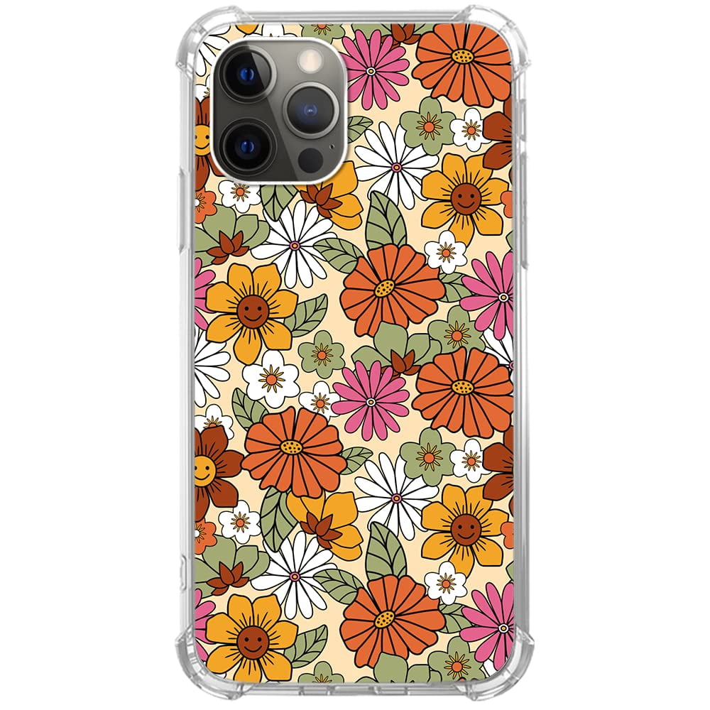 Retro Flowers Case for iPhone 14 Pro Max,Aesthetic Art Design TPU Bumper Cover Case - Walmart.com